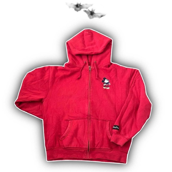Disney | Shirts | Authentic Red Mickey Mouse Walt Disney Zip Up Hoodie ...